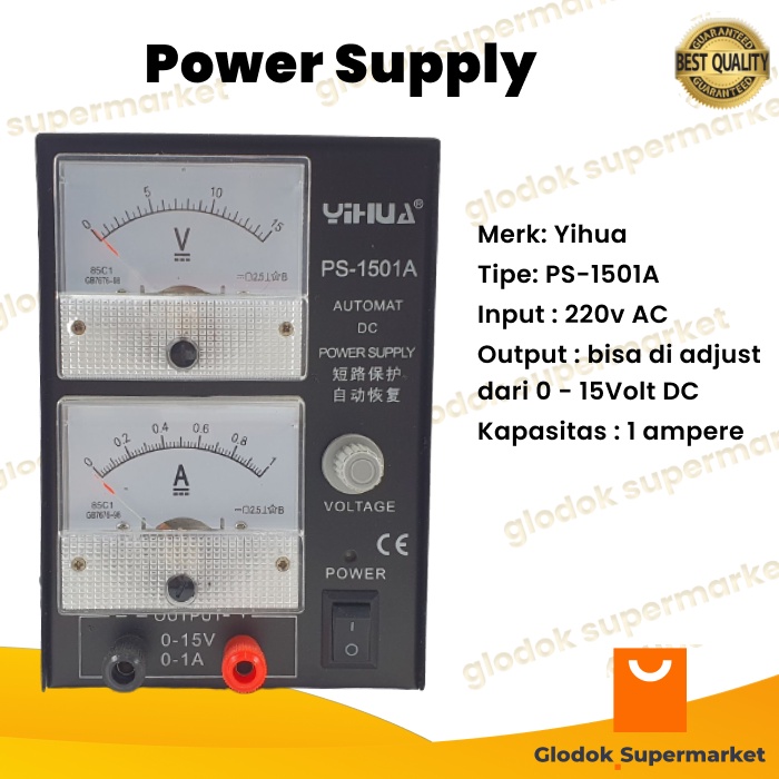 Jual Power Supply Yihua PS1501A DC 15v 1a Adjustable 15 Volt 1 Ampere PS-1501A | Shopee Indonesia