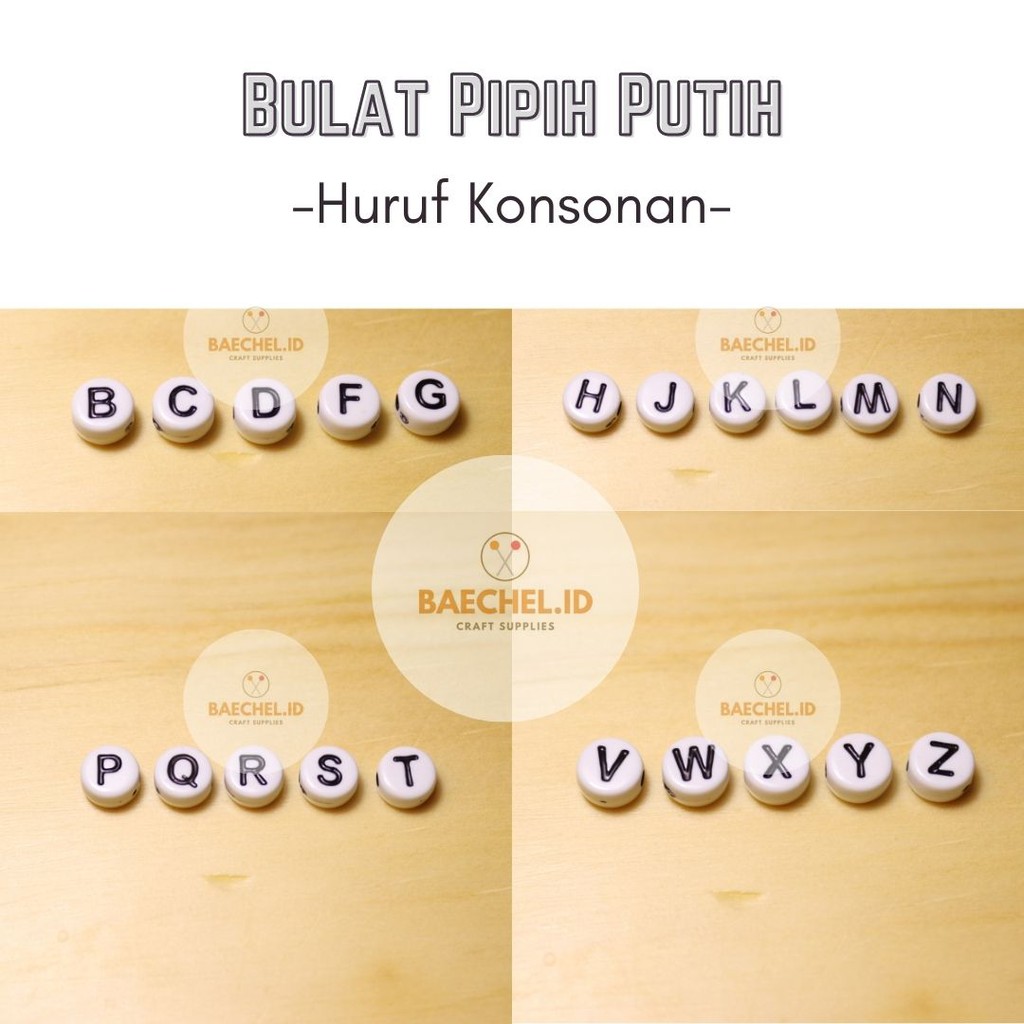 Jual [Pilih Huruf] Manik Mote Huruf Bulat Pipih PUTIH | Huruf Konsonan ...