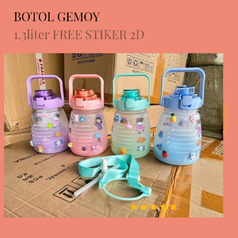 Jual Botol Minum Motivasi Botol GEMOY Gradasi Penanda Waktu Big Belly ...