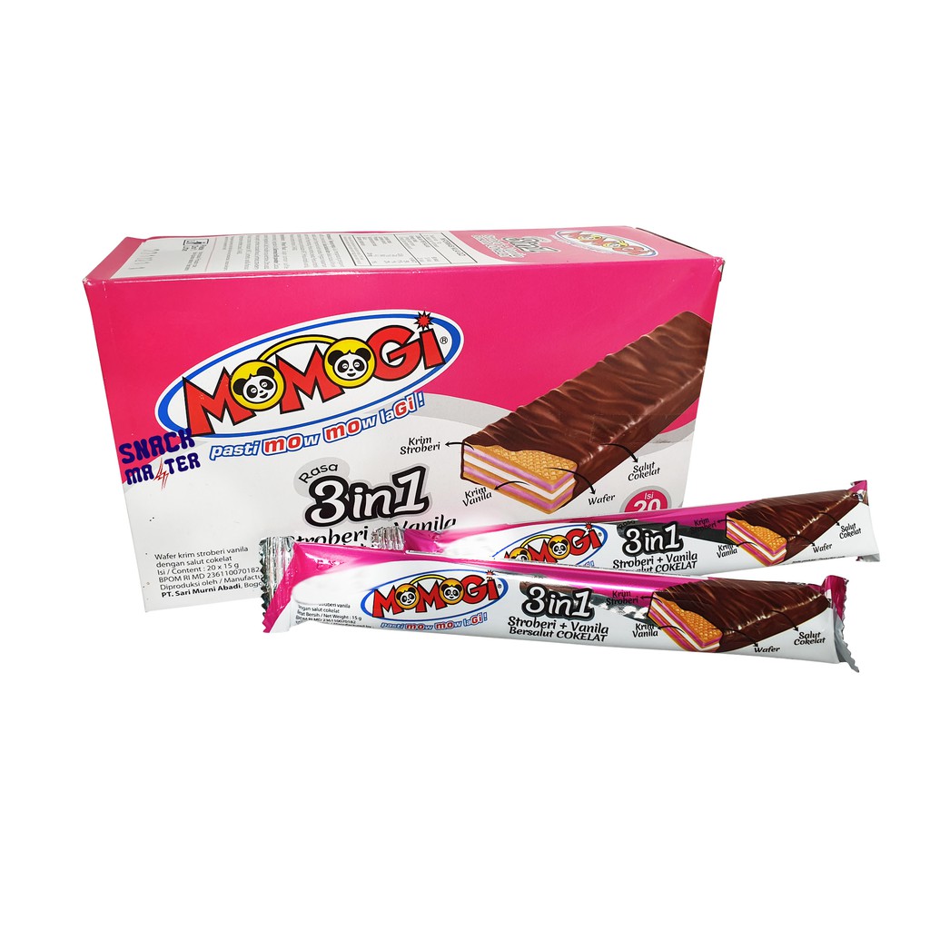 Jual Momogi Wafer 3in1 BOX - Netto 20 bks x 15 gr | Shopee Indonesia