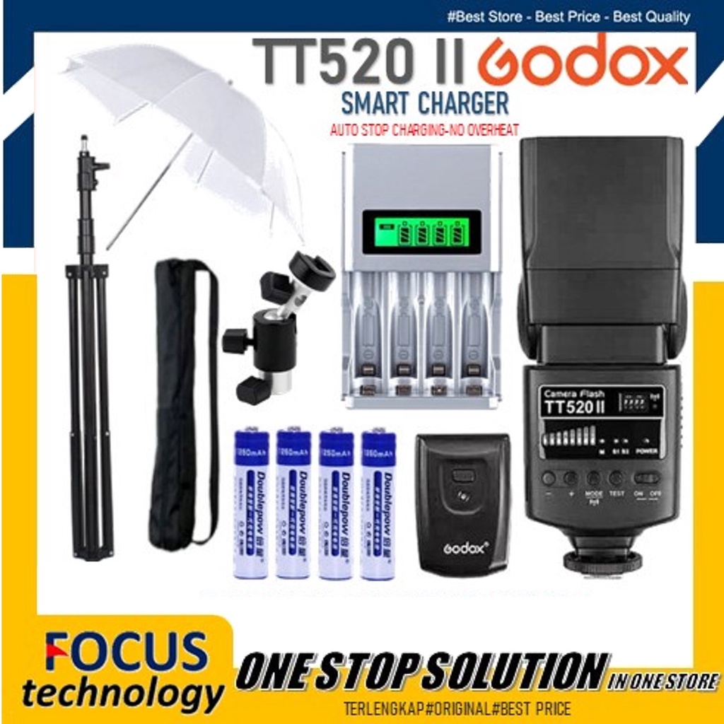 Jual Paket Lampu Studio Flash Godox TT520II TT 520 II + Payung Payung ...