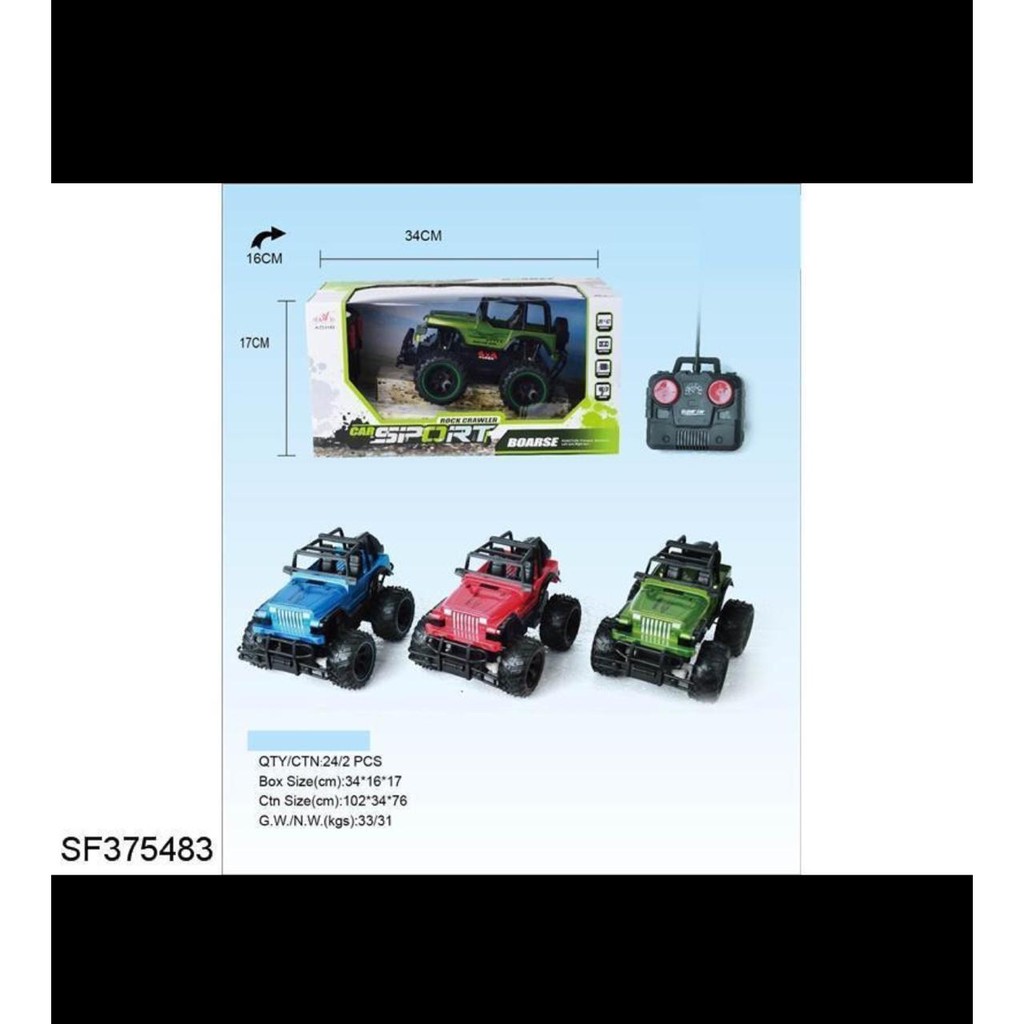 Jual Mainan remote control RC mobil jeep 4 channel boarse big wheel ...
