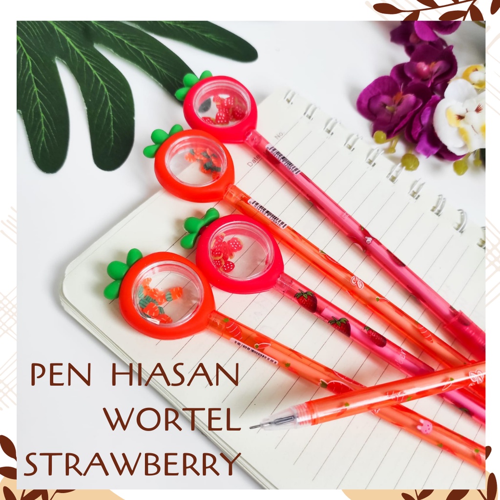 Jual PEN HIASAN WORTEL STRAWBERRY DAPAT 1 PCS PENA BOLPEN BALLPOINT ...