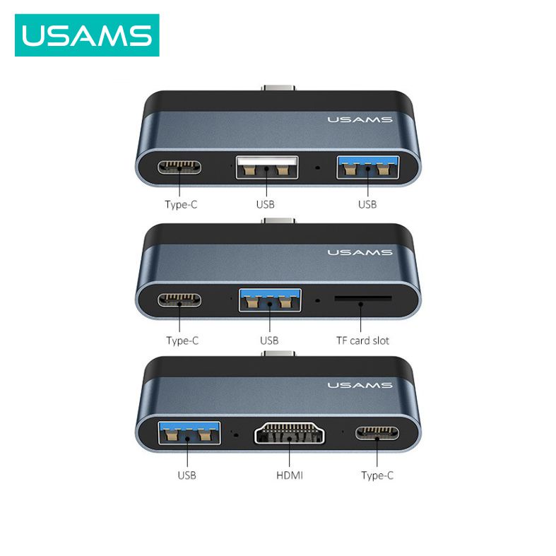 Jual USAMS Adapter Converter 3in1 USB C Smart Hub Kabel Audio Video 4K ...