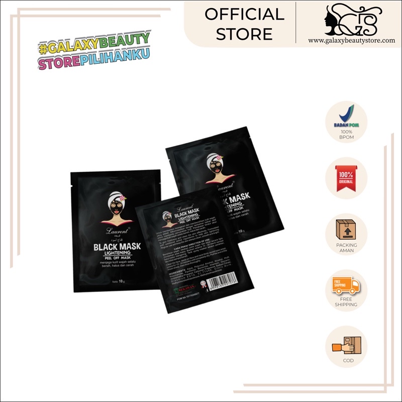 Jual LAURENT BLACK MASK LIGHTENING PEEL OFF MASK (SACHET) | Shopee ...