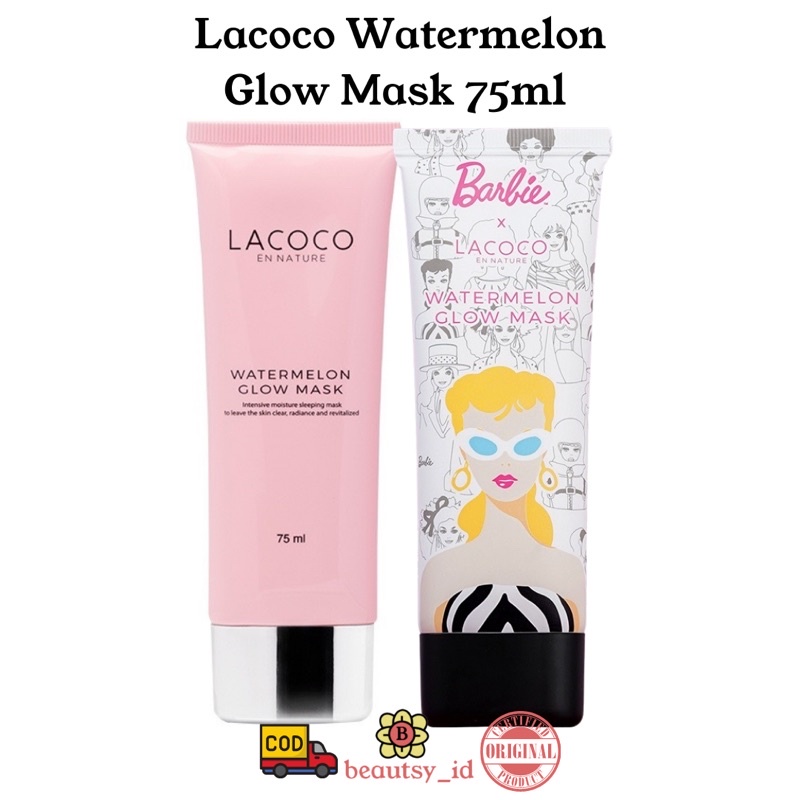 Jual Lacoco Watermelon Glow Mask 75 ml Barbie ORIGINAL - Sleeping Mask ...
