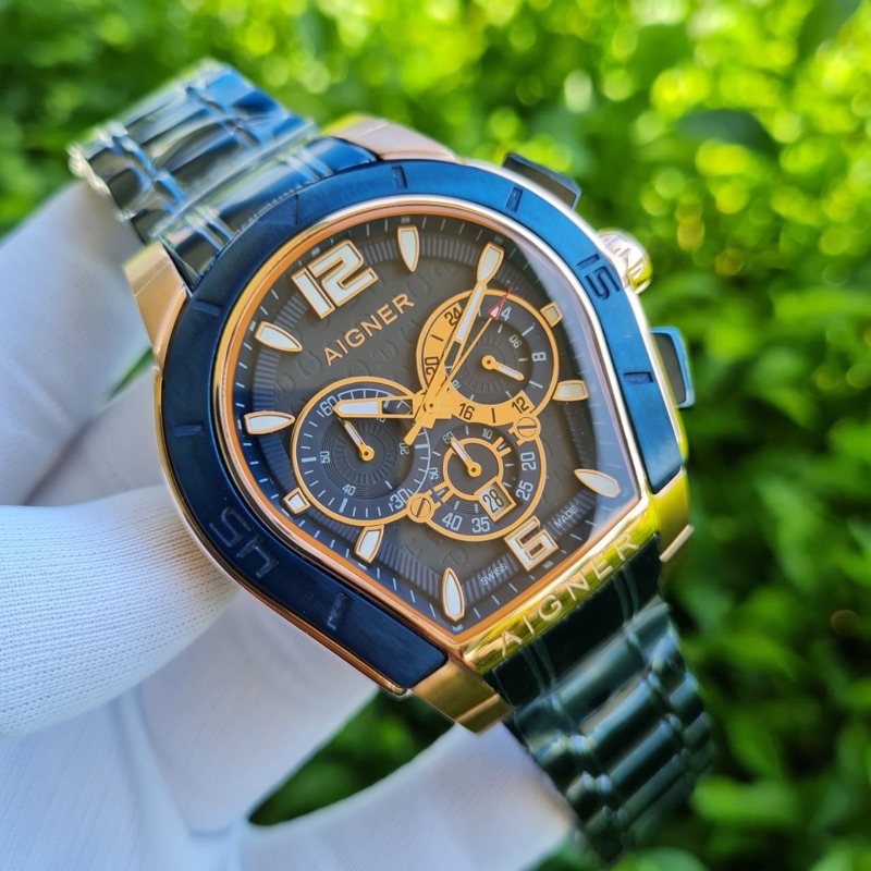 Jual jam tangan pria AIGNER PALERMO Premium batrai all stell | Shopee ...