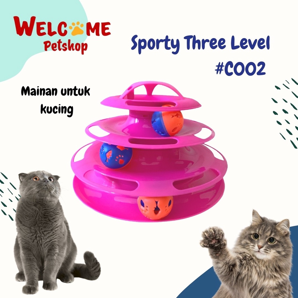 Jual Sporty Three Level / Mainan Kucing / Mainan Tingkat Bola Kucing ...