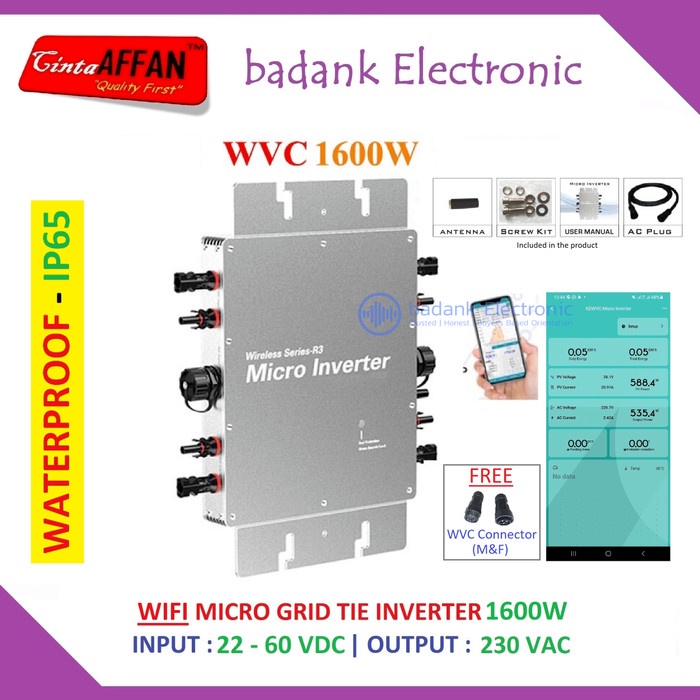 Jual WVC-1600-Life (WIFI) Micro Grid Tie Inverter GTI 1600W PV 22-60V ...
