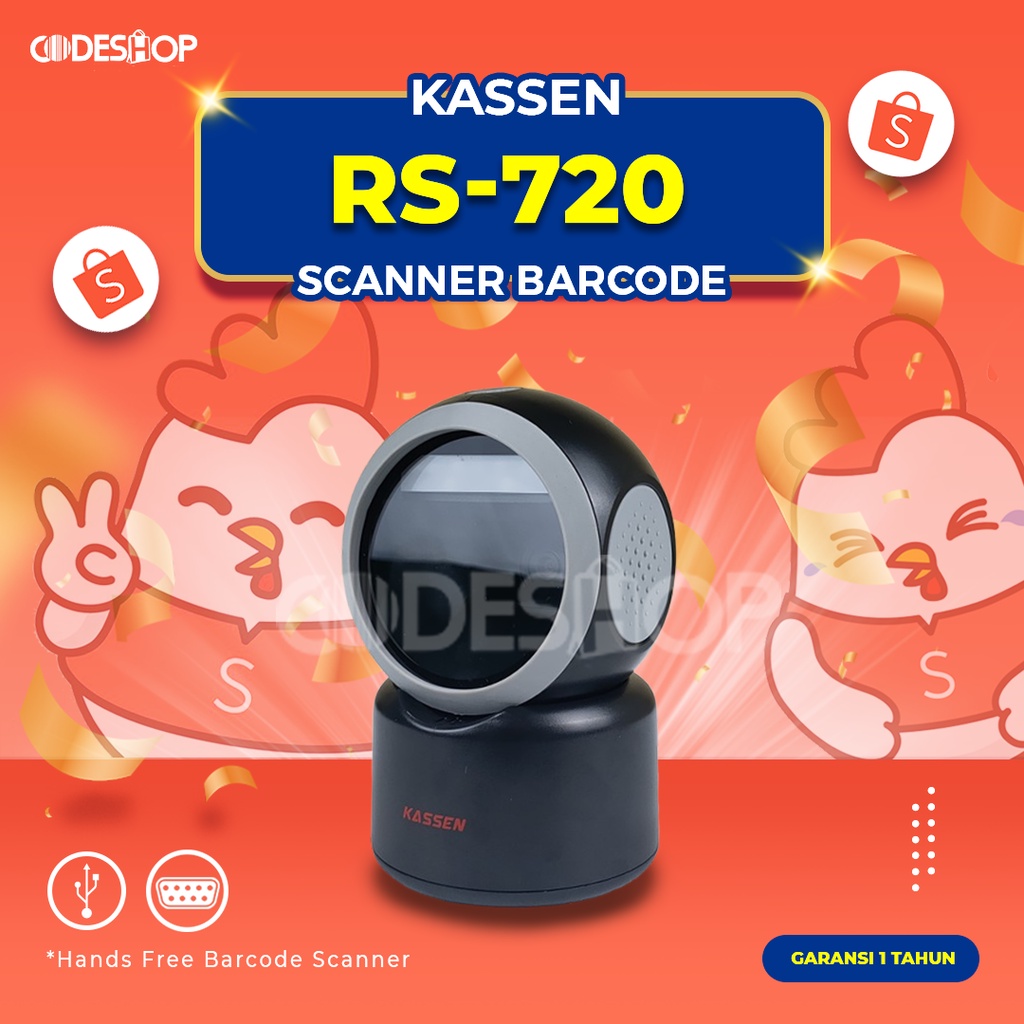 Jual Kassen RS-720 Scanner Barcode Omni Directional USB | Shopee Indonesia