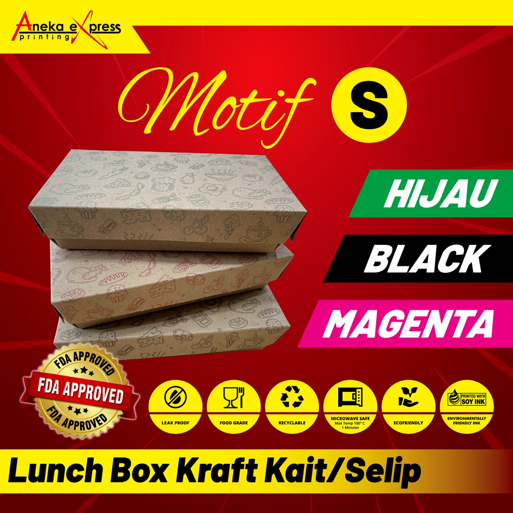 Jual PAPER LUNCH BOX MOTIF SIZE S ( SMALL ) | KRAFT LAMINASI | KOTAK ...
