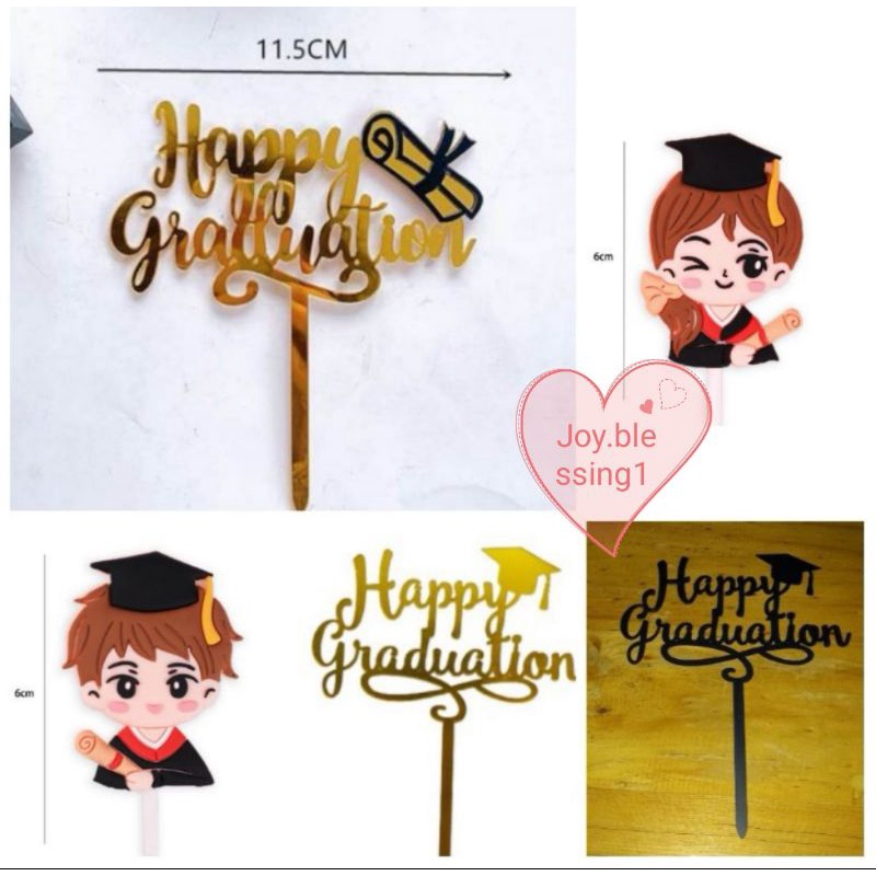 Jual TOPPER AKRILIK topper kertas HAPPY GRADUATION/ hangtag wisuda ...