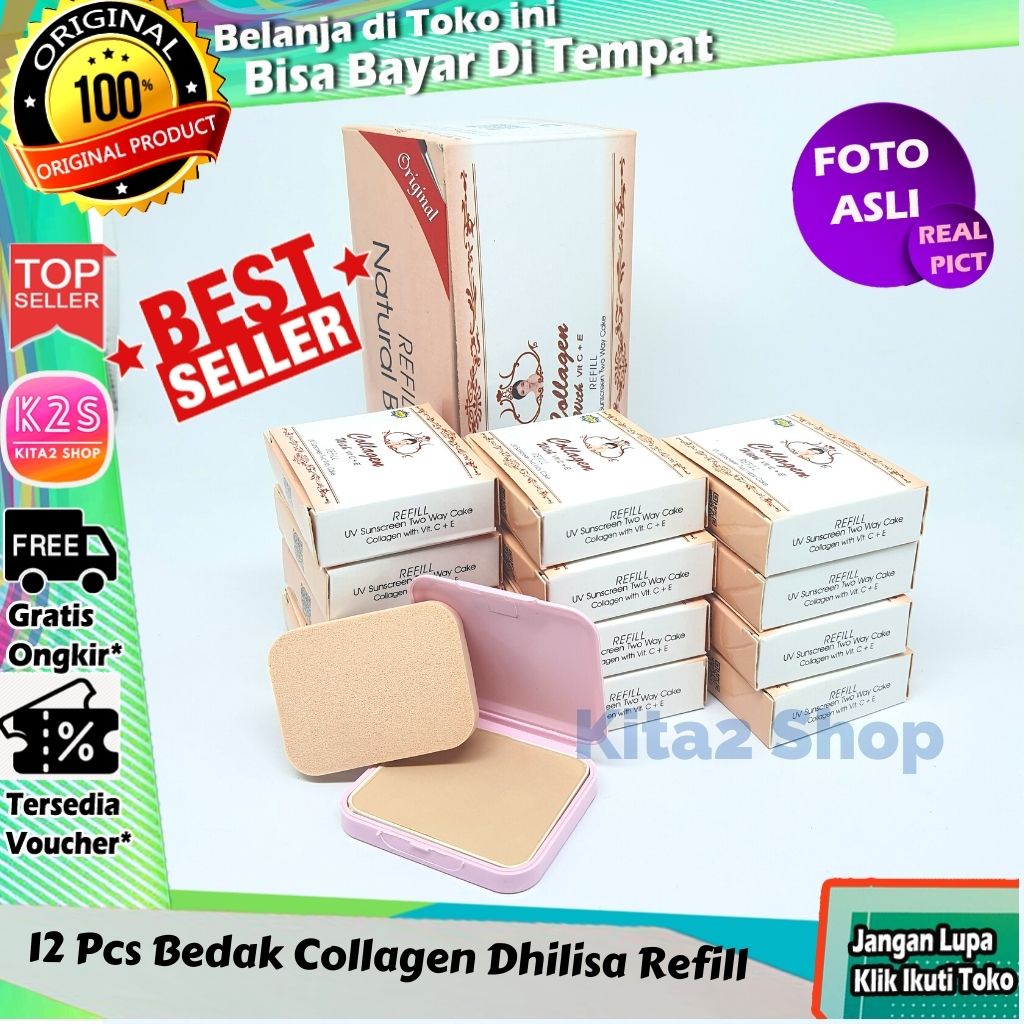 Jual ( BISA COD ) 12 PCS Bedak Collagen Dhilisa Refill (1 Lusin ...