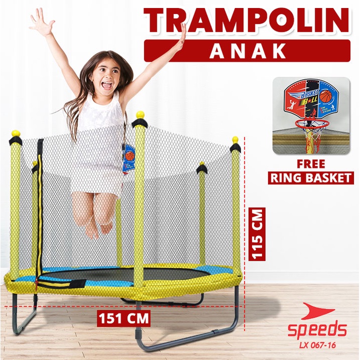 Jual SPEEDS Trampolin Anak 60inch 151cm Trampoline Mainan Lompat ...