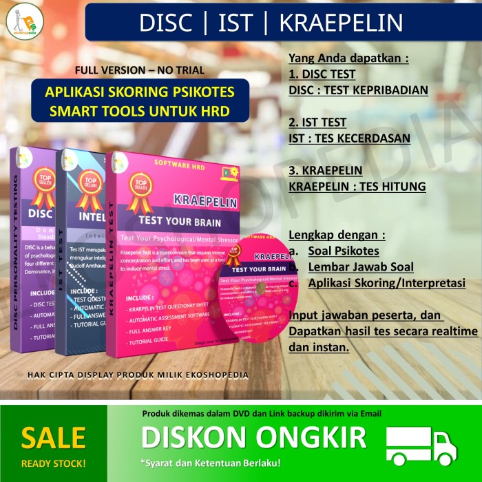 Jual TERLARIS! APLIKASI SKORING PSIKOTES - DISC IST DAN KRAEPELIN TEST ...