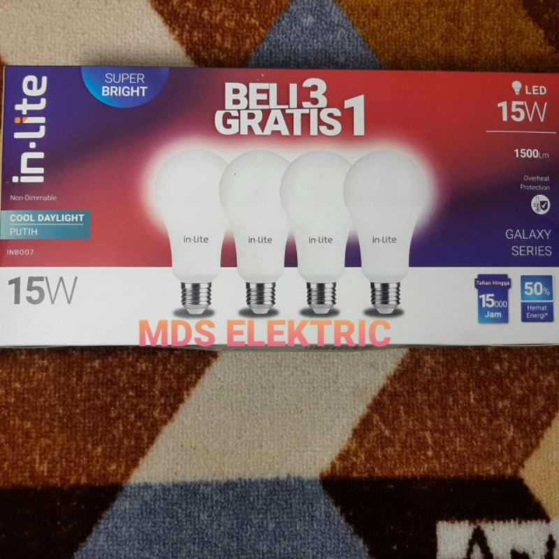 Jual Lampu Led in-lite 15 Watt Beli 3 Gratis 1 Cahaya Putih Galaxy ...