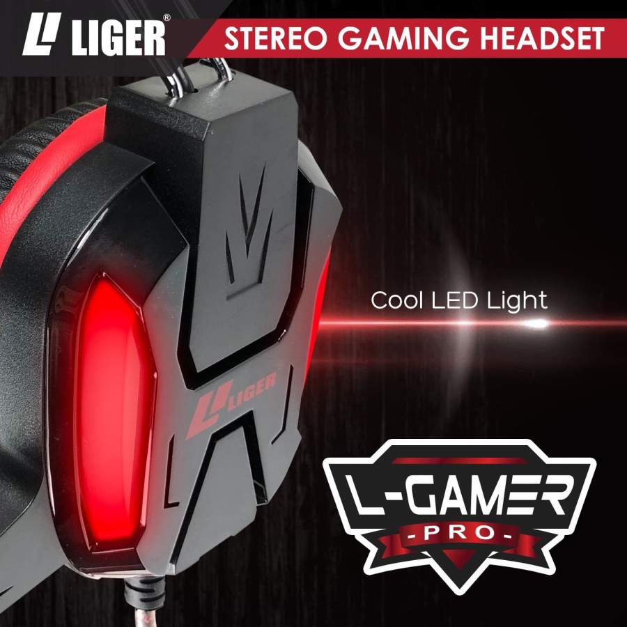 Jual Headset gaming liger pro original headphone led light + mic ...