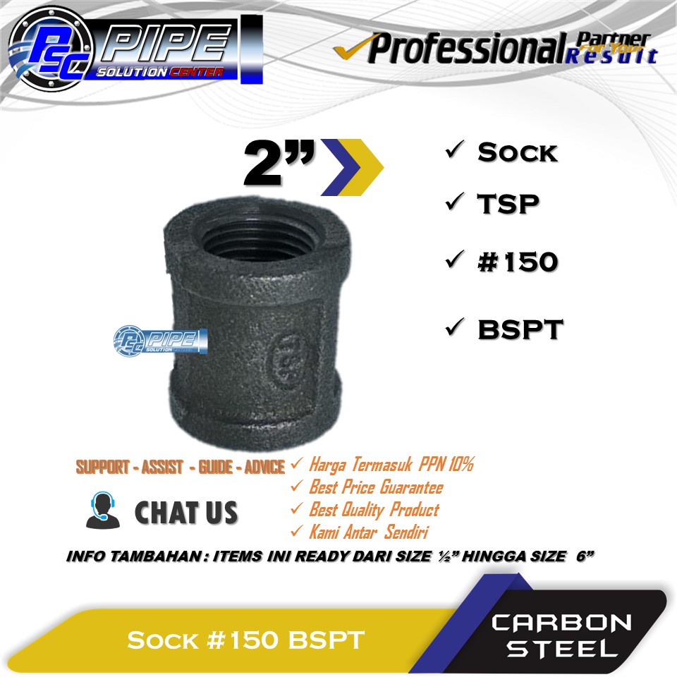 Jual SOCKET PIPE PIPA BESI HITAM DRAT BESI BSPT 1/2" - 3" | Shopee ...