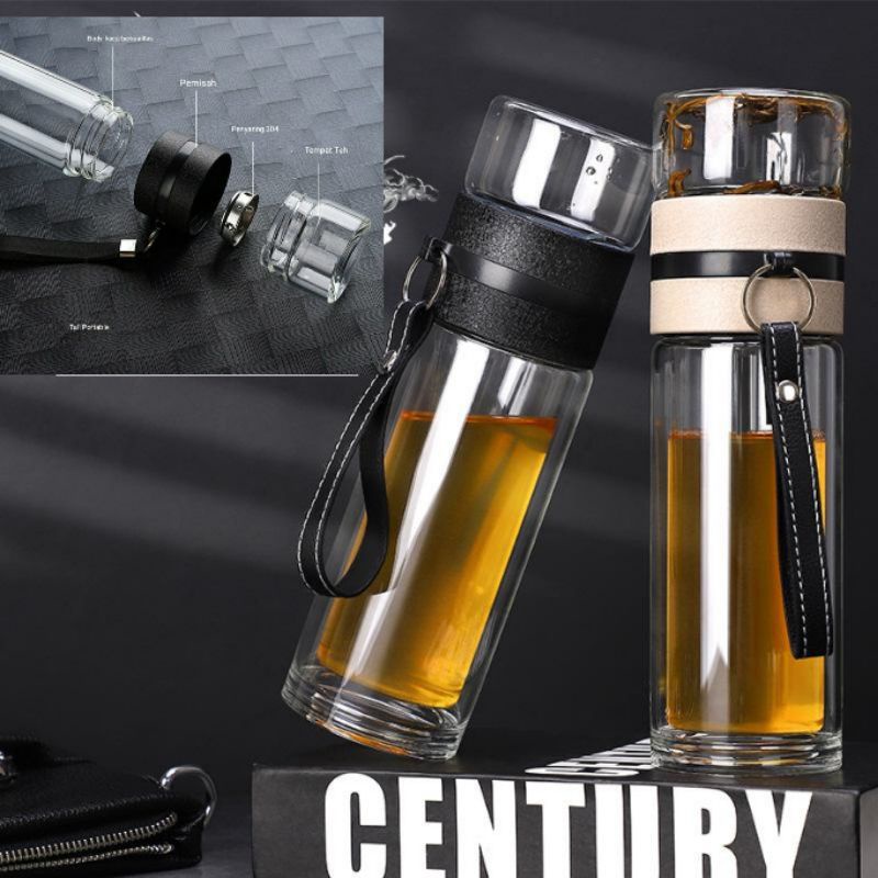 Jual Tea Infuser Bottle Double Wall/Botol Teh Kaca | Shopee Indonesia
