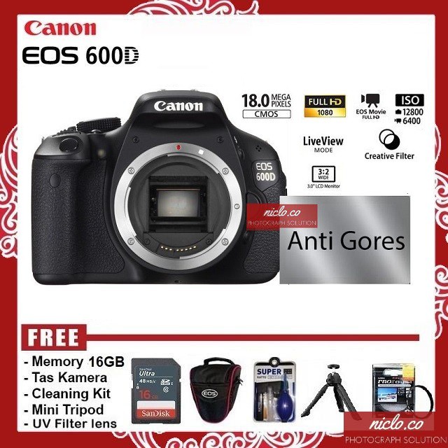 Jual [NEW] KAMERA CANON EOS 600D BODY ONLY - GARANSI 1 TAHUN - FREE ...