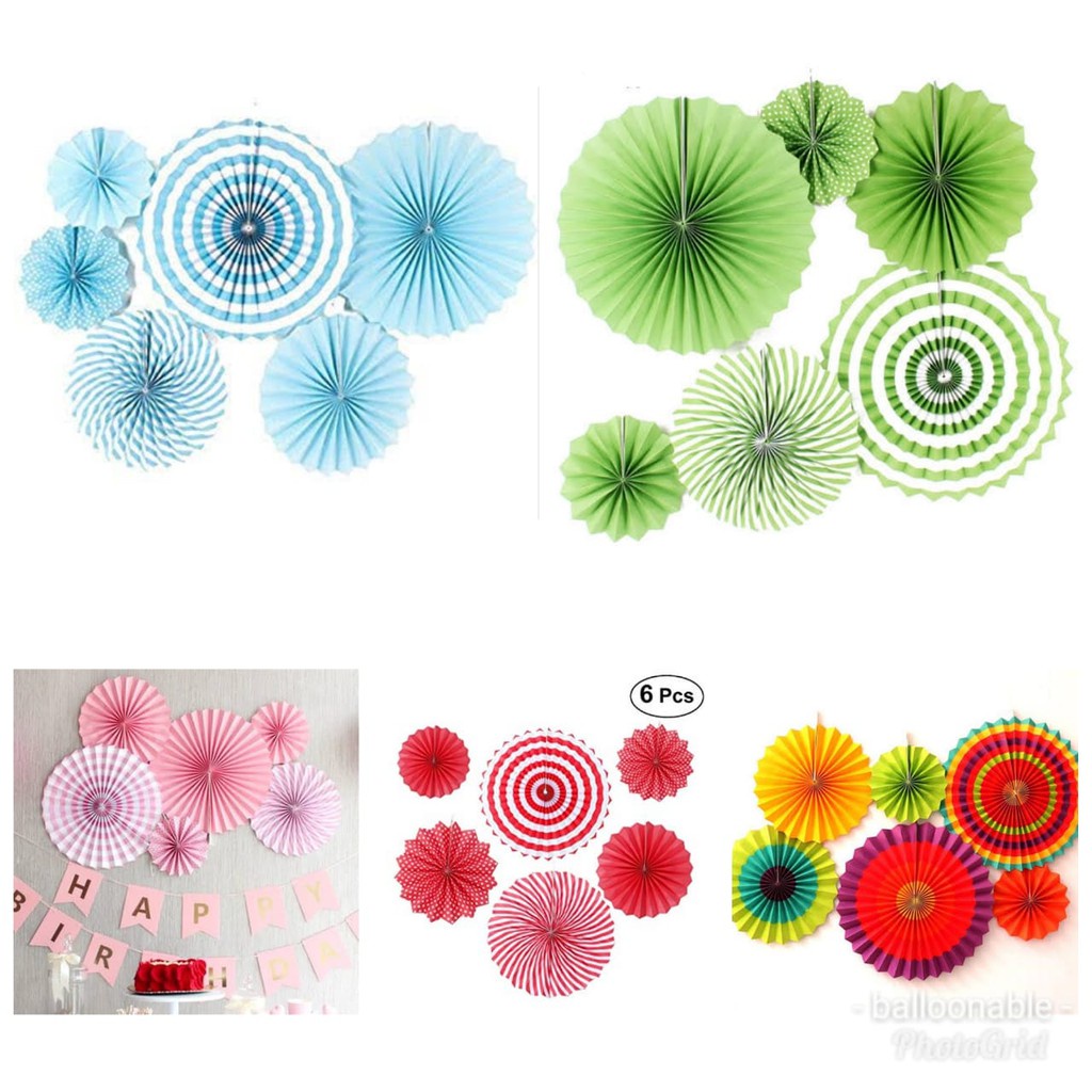 Jual HappyBalloon Paperfan / Paper fan set 6in1 | Shopee Indonesia