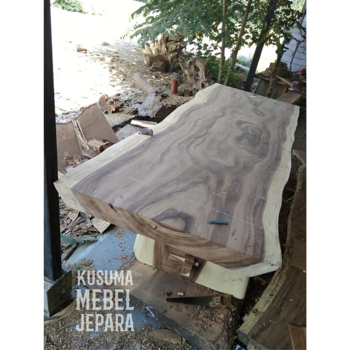 Jual Meja Makan Super Kayu Trembesi Solid Lebar Kayu 110cm (Panjang ...