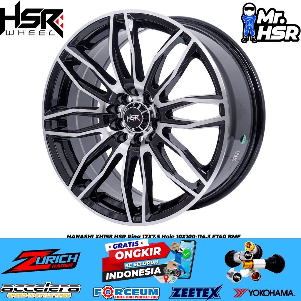 Jual velg mobil ring 17 original hsr wheel tipe hanashi rata body black polish lebar 7,5 lubang ...