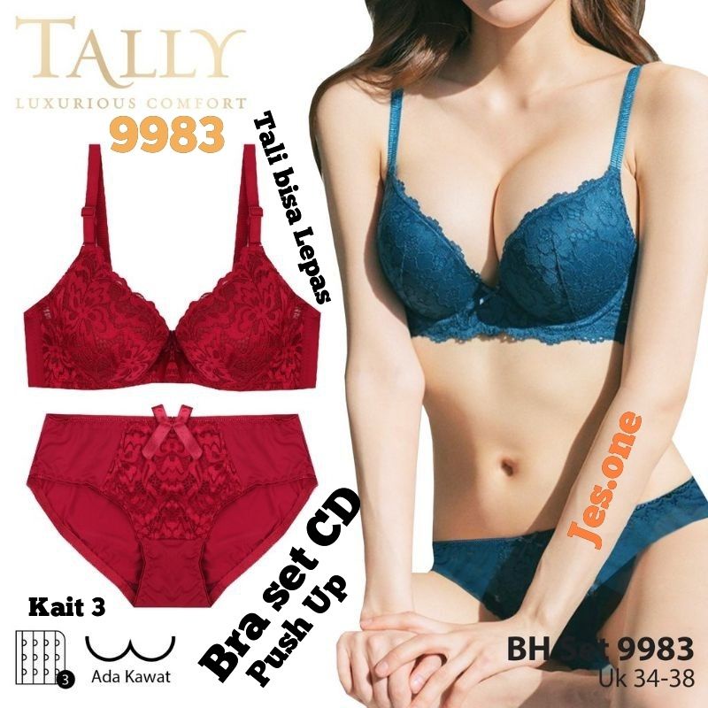 Jual TALLY 9983 Bra Set CD Berkawat Busa Tipis cup B Kait 3 sz 34 - 38 | Shopee Indonesia