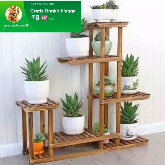 Jual Rak Kayu Tanaman Hias Tempat Bunga 6 Susun Serbaguna Minimalis ...