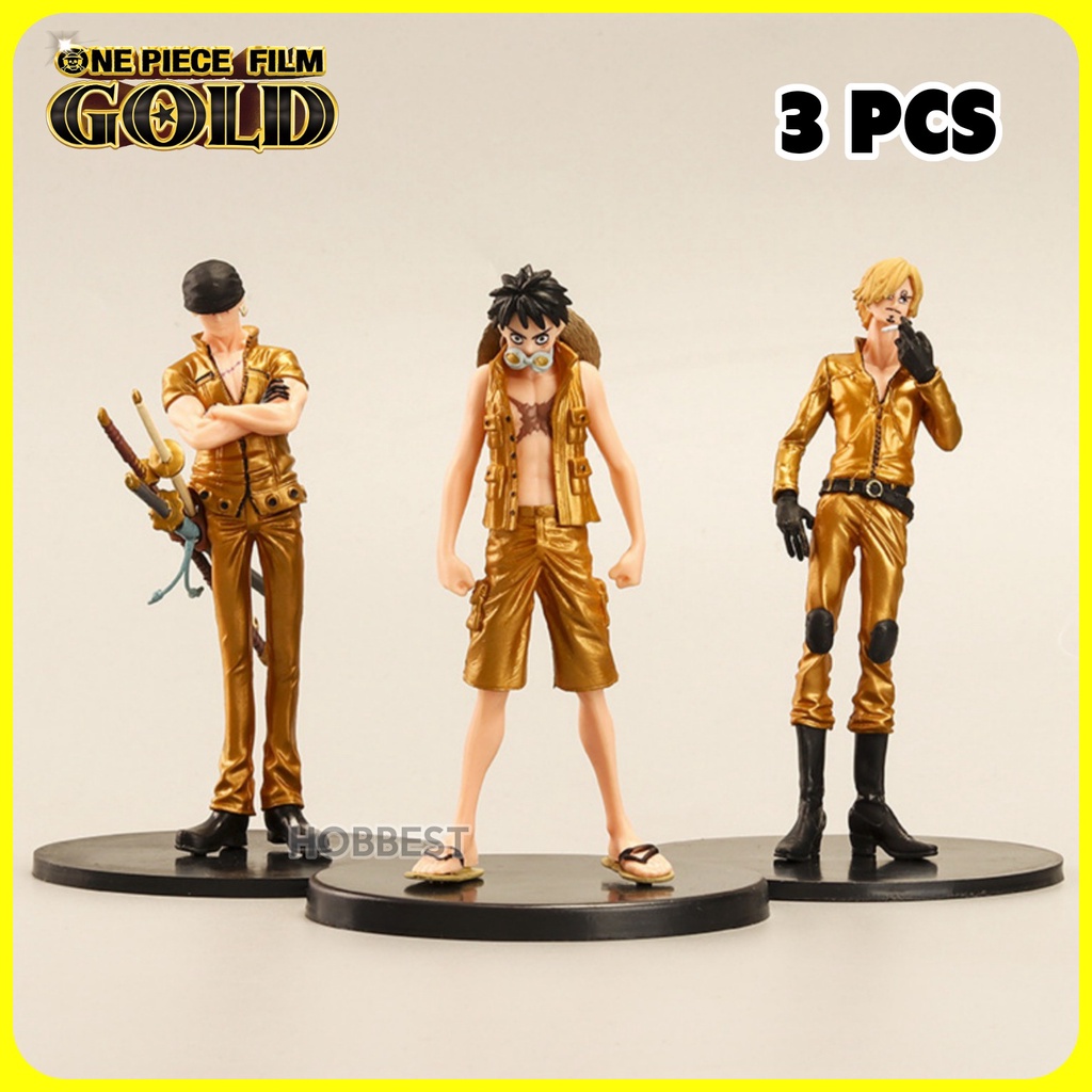 Jual Action Figure ONE PIECE GOLD isi 3 pcs - Miniatur Pajangan Luffy ...