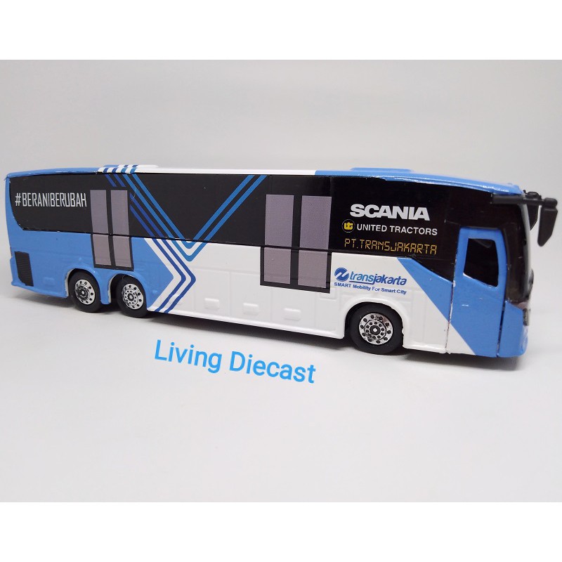 Jual Custome repaint Diecast/miniatur Maxi bus Transjakarta (River Blue ...