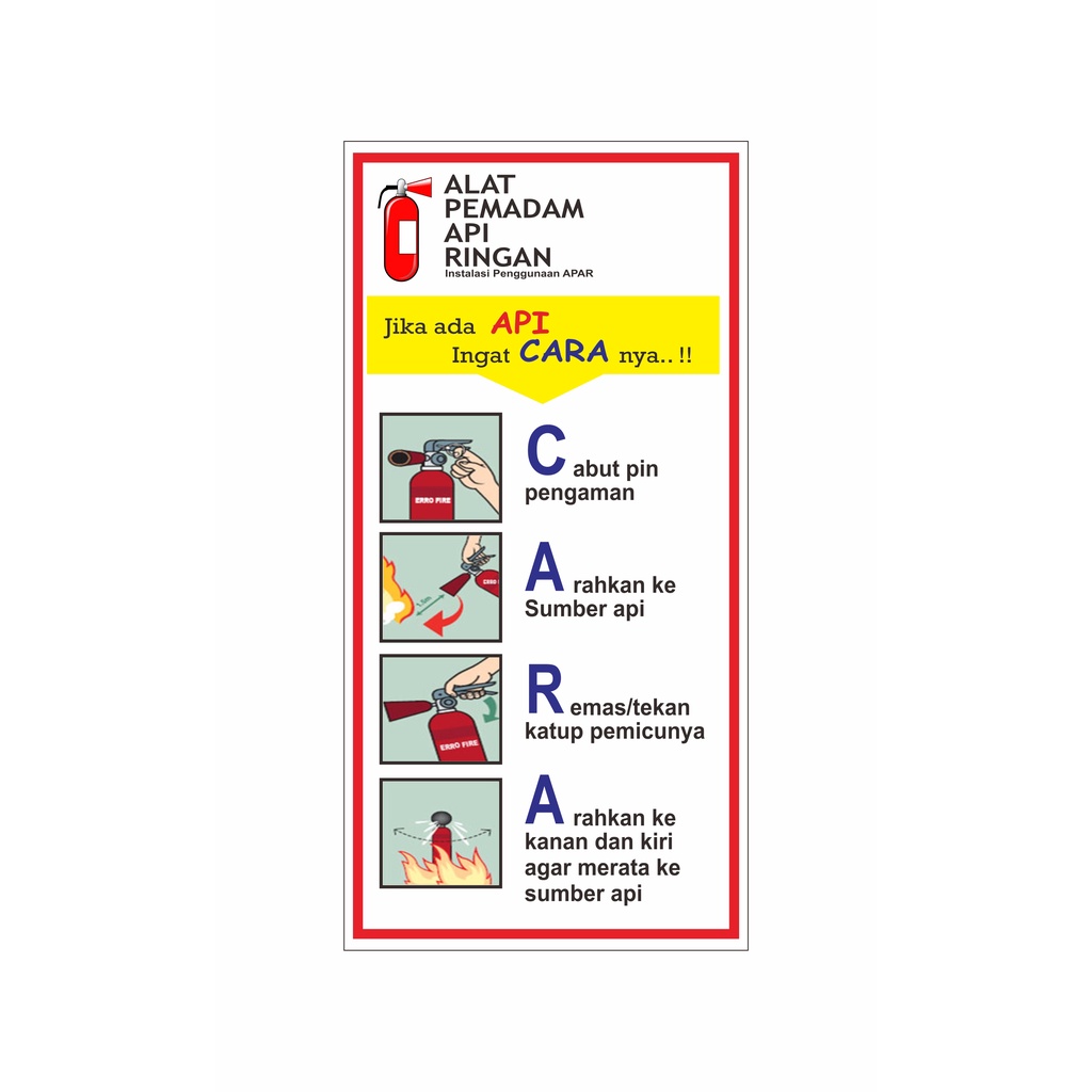 Jual SING STICKER LABEL K3 RAMBU CARA PNGGUNAAN APAR 15X30CM PEMADAM ...