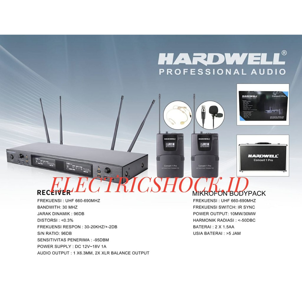 Jual MIC WIRELESS HARDWELL CONCERT 1 PRO / 1PRO 2CLIP ON 2 HEADSET ...