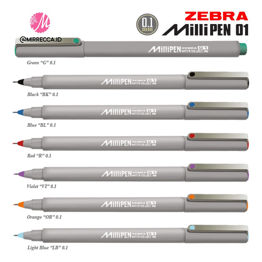 Jual PULPEN ZEBRA MILLIPEN 0.1 MM COLOURS WARNA-WARNI | Shopee Indonesia