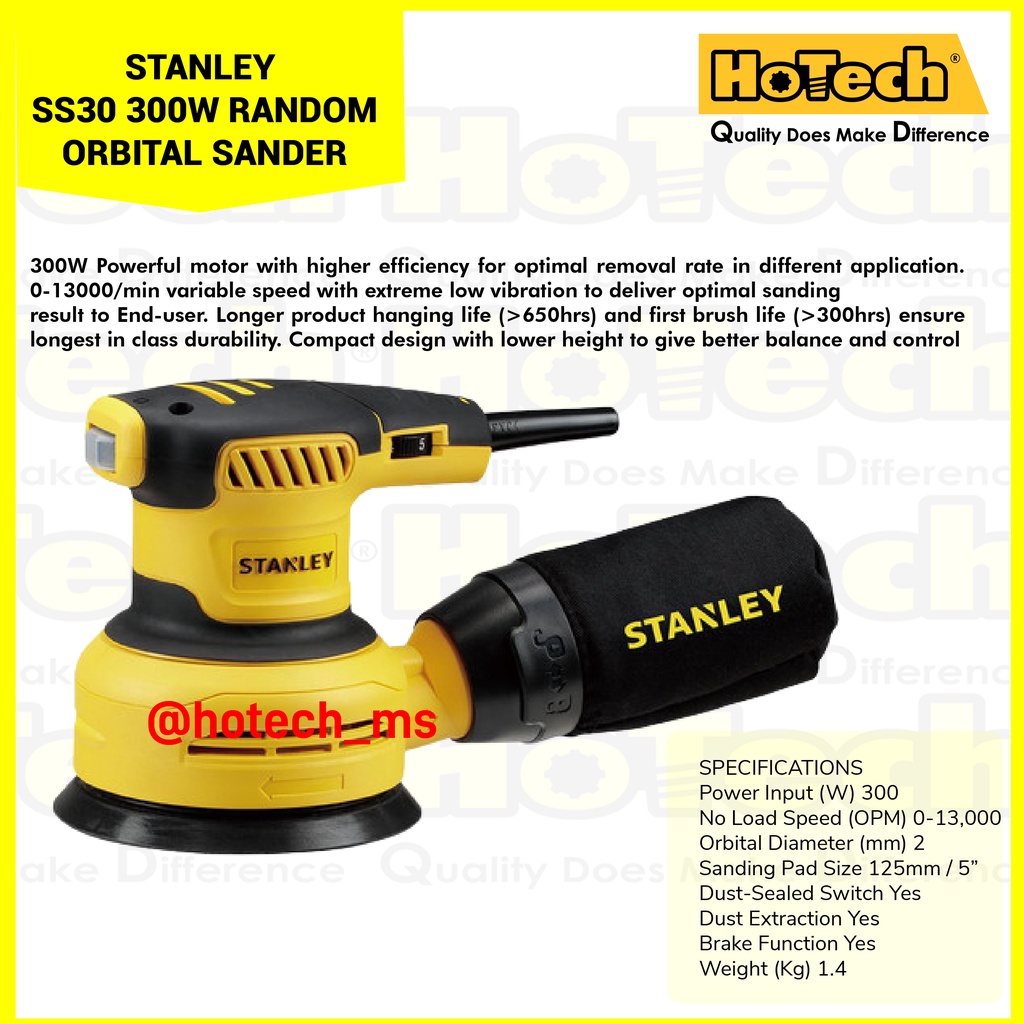 Jual STANLEY | SS30 Variable Speed Orbital Sander 5" | 300W RANDOM ...