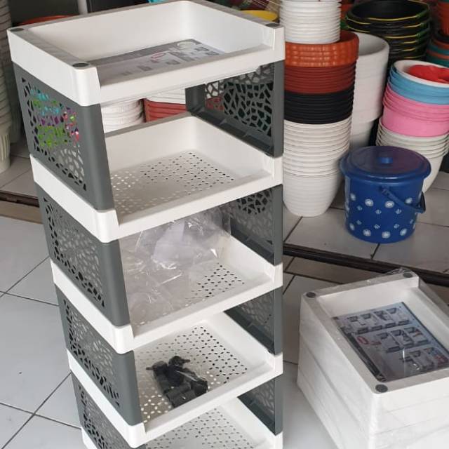 Jual Rak plastik 5 susun dan 4 susun serbaguna merk RSTK | Shopee Indonesia