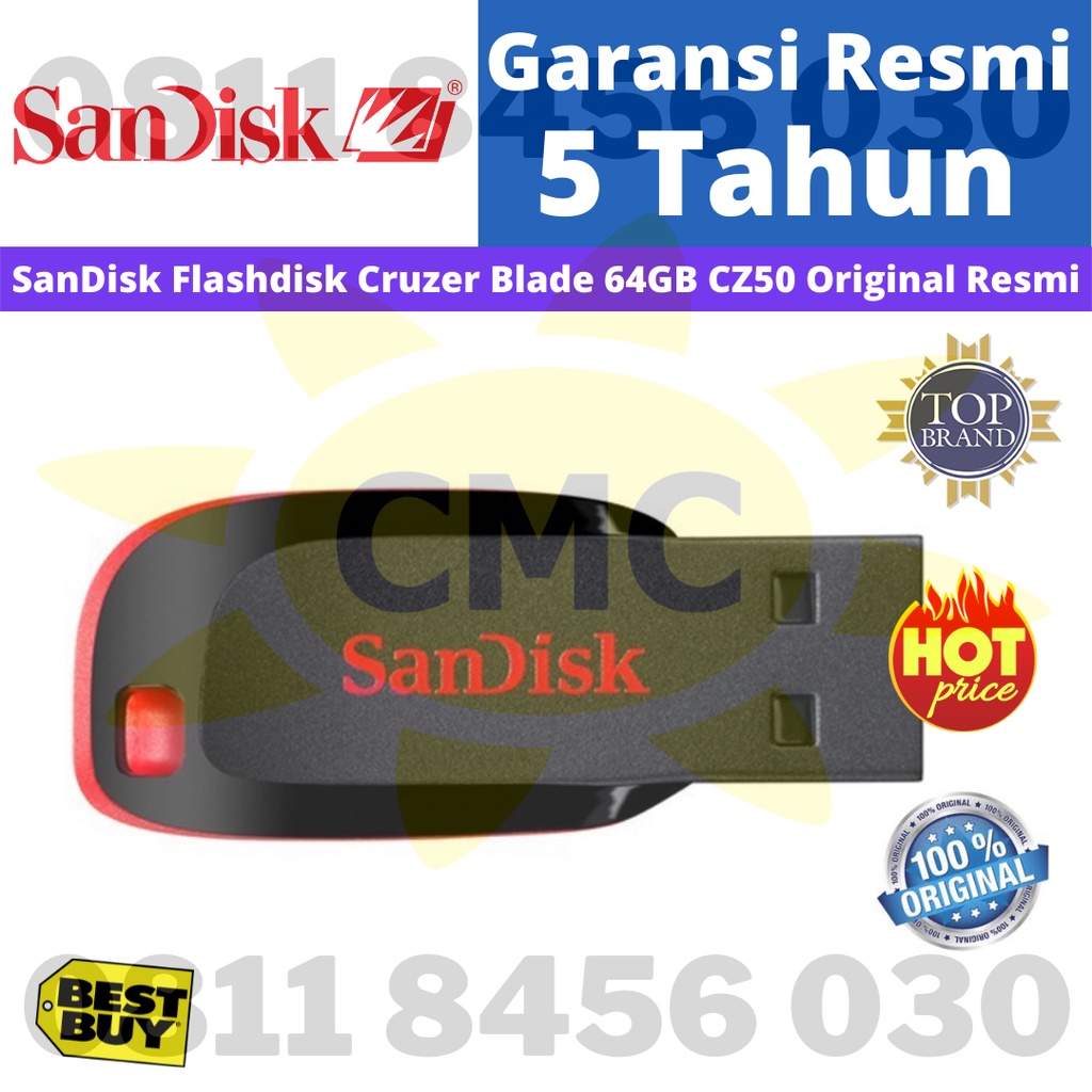 Jual SanDisk Flashdisk Cruzer Blade 64GB CZ50 Resmi Original | Shopee ...