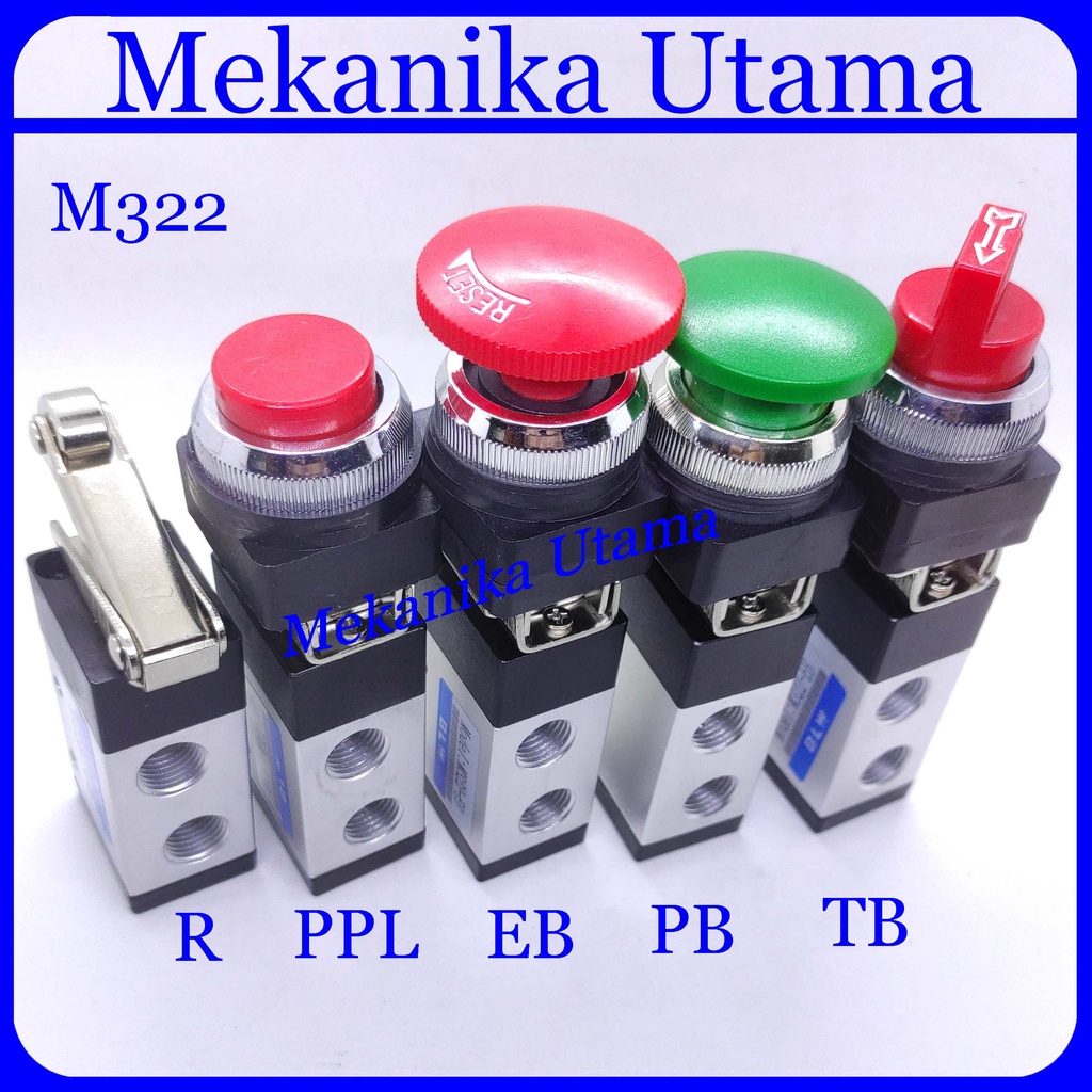 Jual Pneumatic Mechanical Valve Roller, Push Button, Flush Button, Selector, Reset M322 M522 ...