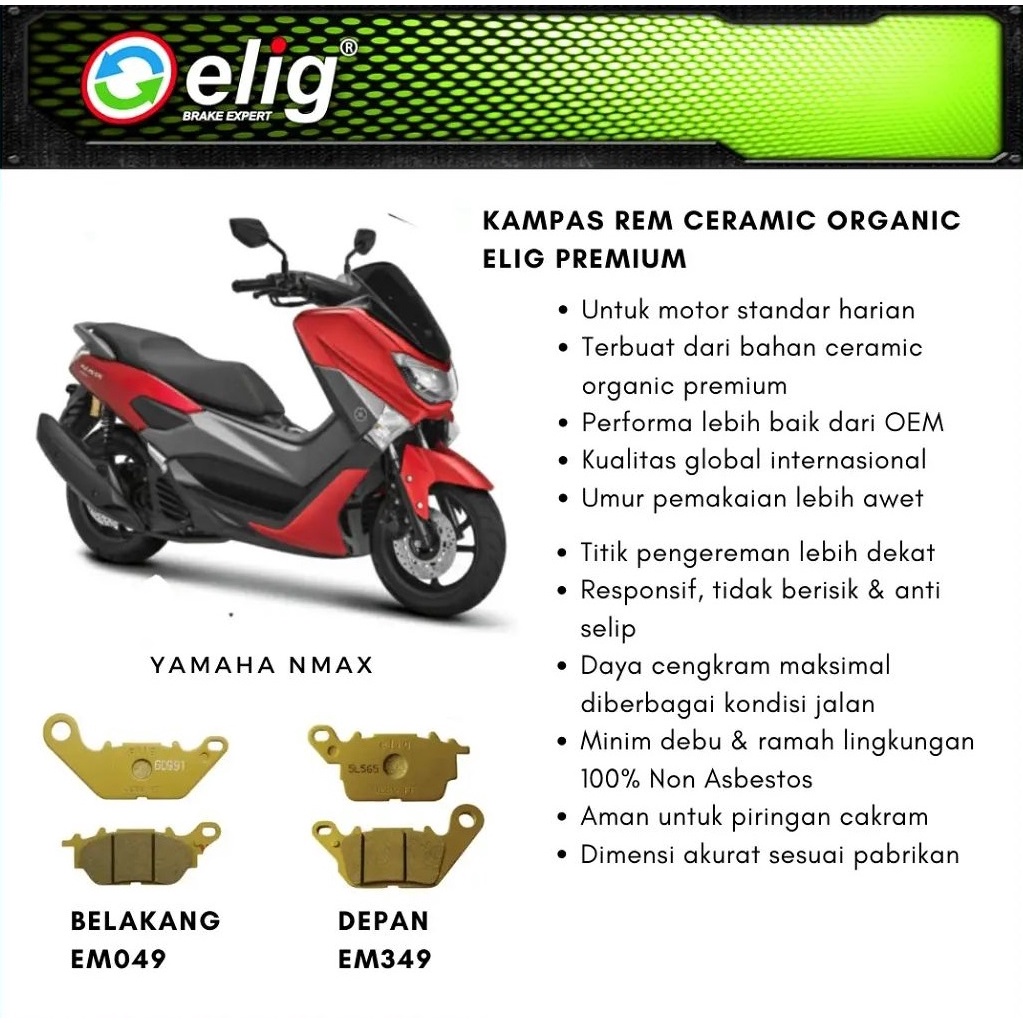 Jual KAMPAS REM ELIG DEPAN BELAKANG NMAX N MAX 150 / ALL NEW NMAX N MAX 155 ASLI | Shopee Indonesia