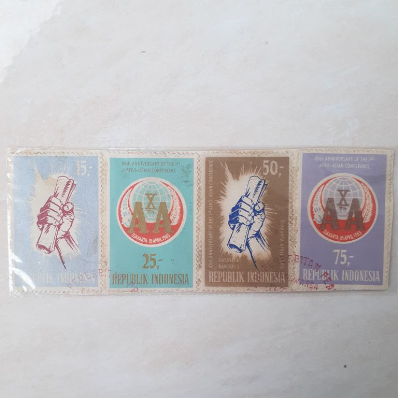 Jual Perangko 10 Tahun Konperensi Asia Afrika Tahun 1965 set lengkap ...
