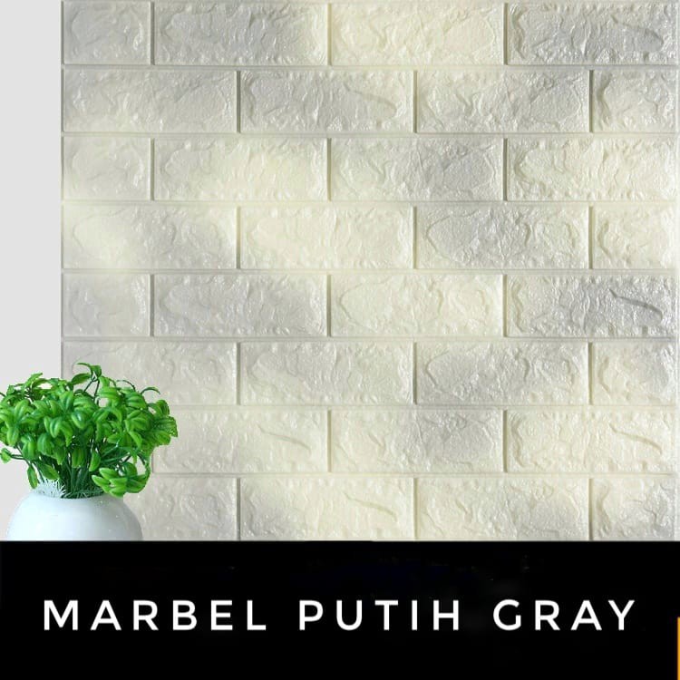 Jual Wallpaper Tembok Dinding 3D Model Batu Bata Putih/Walpaper Foam ...