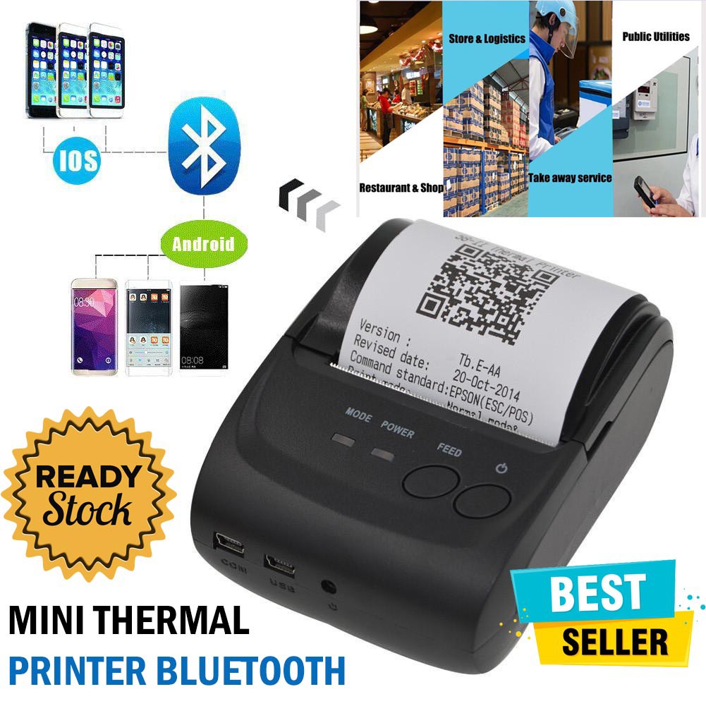 Jual Zjiang Printer Struk Pembayaran Kasir Receipt Thermal Bluetooth ZJ-5802 Cashier Printer ...