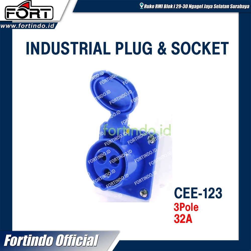 Jual CEE 123 3Pole 32A SOCKET INDUSTRIAL surface MOUNTING LISTRIK MERK ...