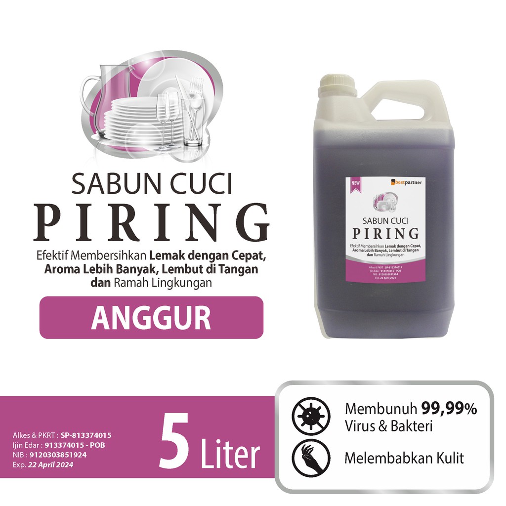 Jual Sabun Cuci Piring anggur 5 liter ( kemasan jurigen ) | Shopee ...