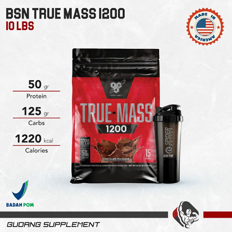 Jual True Mass 1200 10 Lbs BSN Weight Gainer Murah | Shopee Indonesia