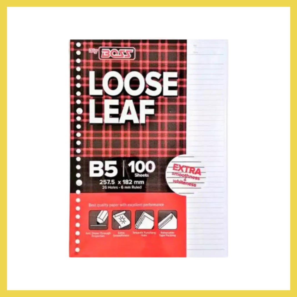 Jual Isi Kertas Binder Loose Leaf B5 BERGARIS Isi 100 lembar Big Boss - Kertas Binder | Shopee ...