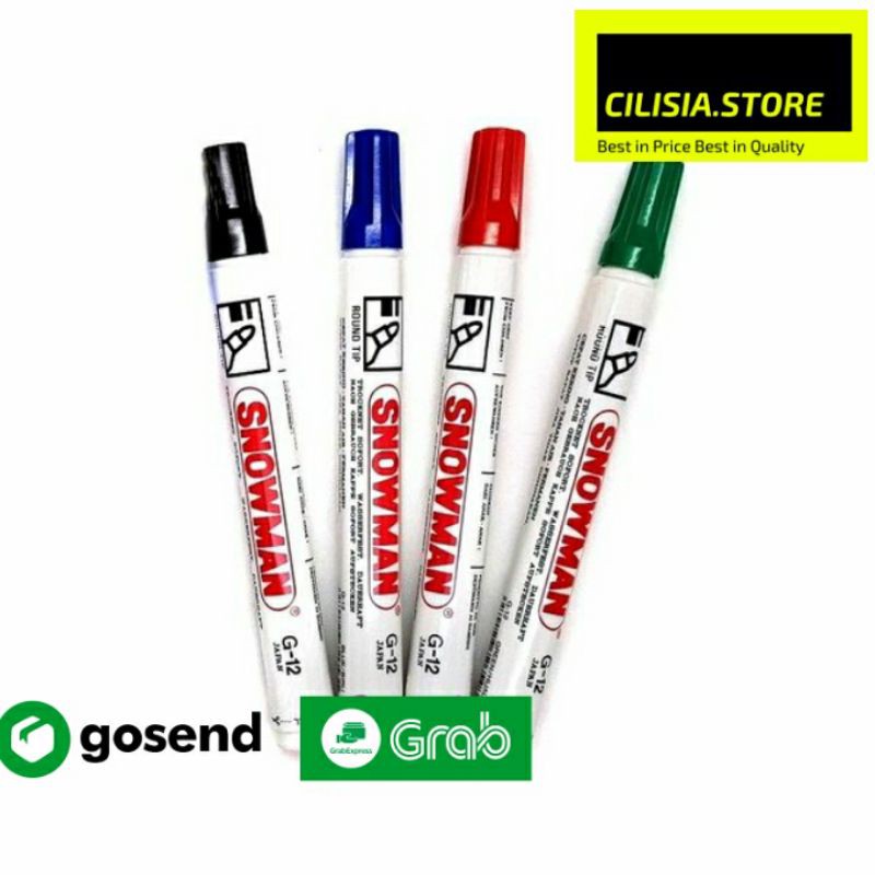 Jual Spidol Permanen Snowman G-12 Permanent Maker Hitam Biru Merah ...