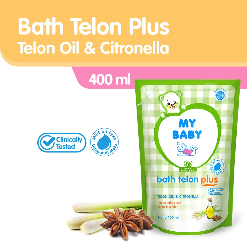 Jual MY BABY Bath Telon Plus Refill 400mL - Sabun Cair Bayi Wangi Telon ...