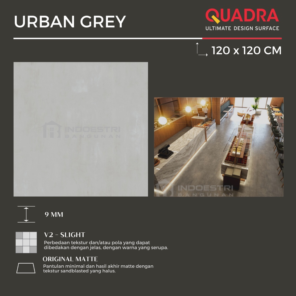 Jual Granit Quadra Urban Grey 120 x 120cm (1 dus / 2,88m2) Original ...