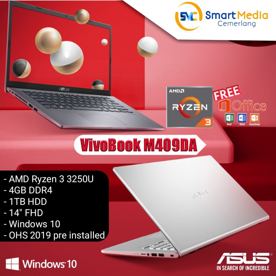 Jual LAPTOP ASUS M409DA EK3201TS EK3202TS - RYZEN 3-3250U - 4GB - 1TB ...